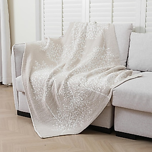 Throw Blanket, Knitted Blanket for Couch, Cozy Microfiber Reversible Fluffy Throw Blanke,Ultra Soft Spring Throw Blanket (Camel, 50 * 60)