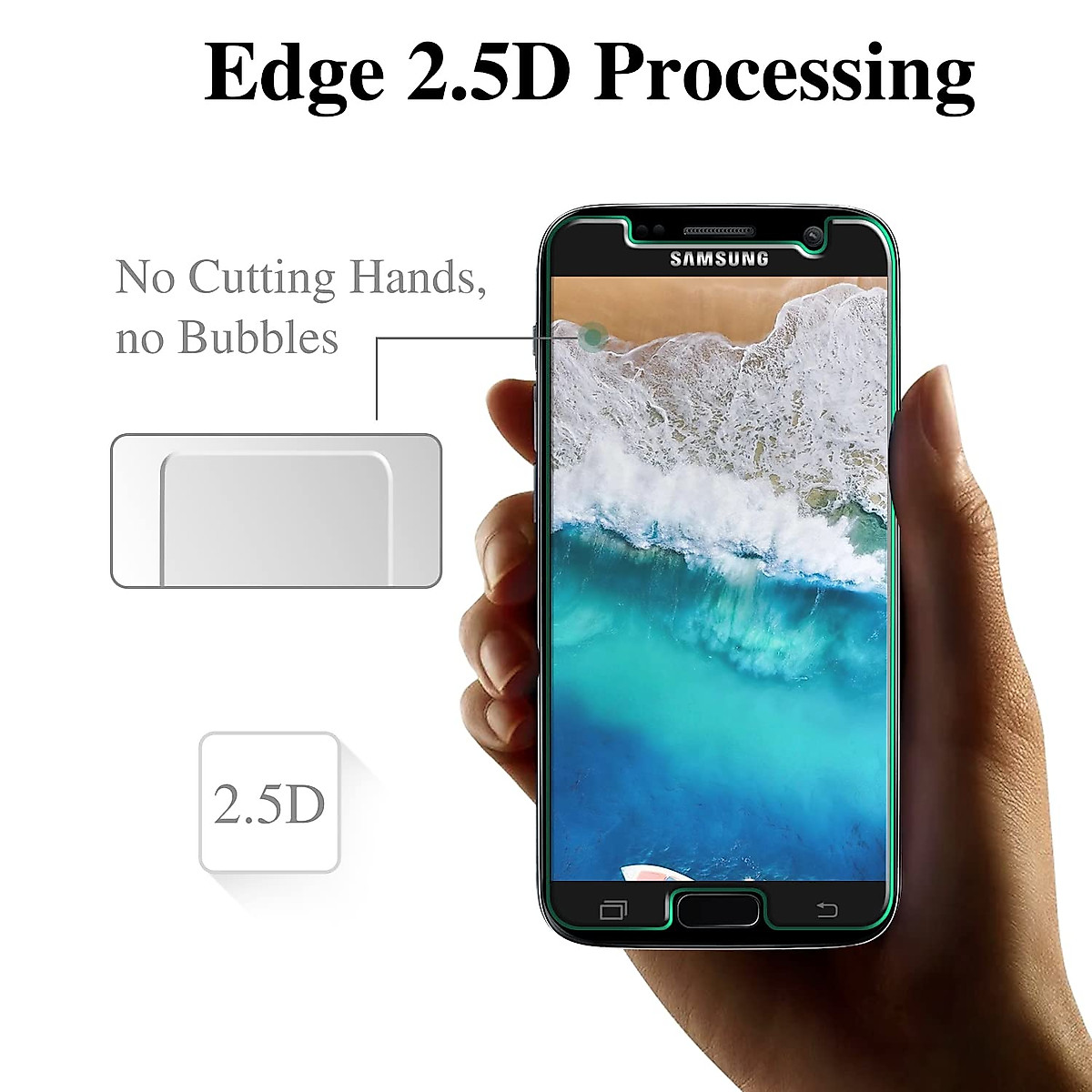 Pokolan [3-Pack] Screen Protector for Samsung Galaxy S7 Tempered Glass, 9H Hardness, Anti Scratch, Bubbles Free, Case Friendly