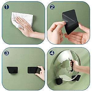 DOERDO 6 Pairs of Wall Mount Pot Lid Organizer, Cabinet Door Organizer Pot Hangers for Kitchen Wall Mount, Adjustable Lid Holder for Kitchen Wall