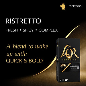 L'OR Espresso Capsules, 50 Count Ristretto, Single-Serve Aluminum Coffee Capsules Compatible with the L'OR BARISTA System & *Nespresso Original Machines