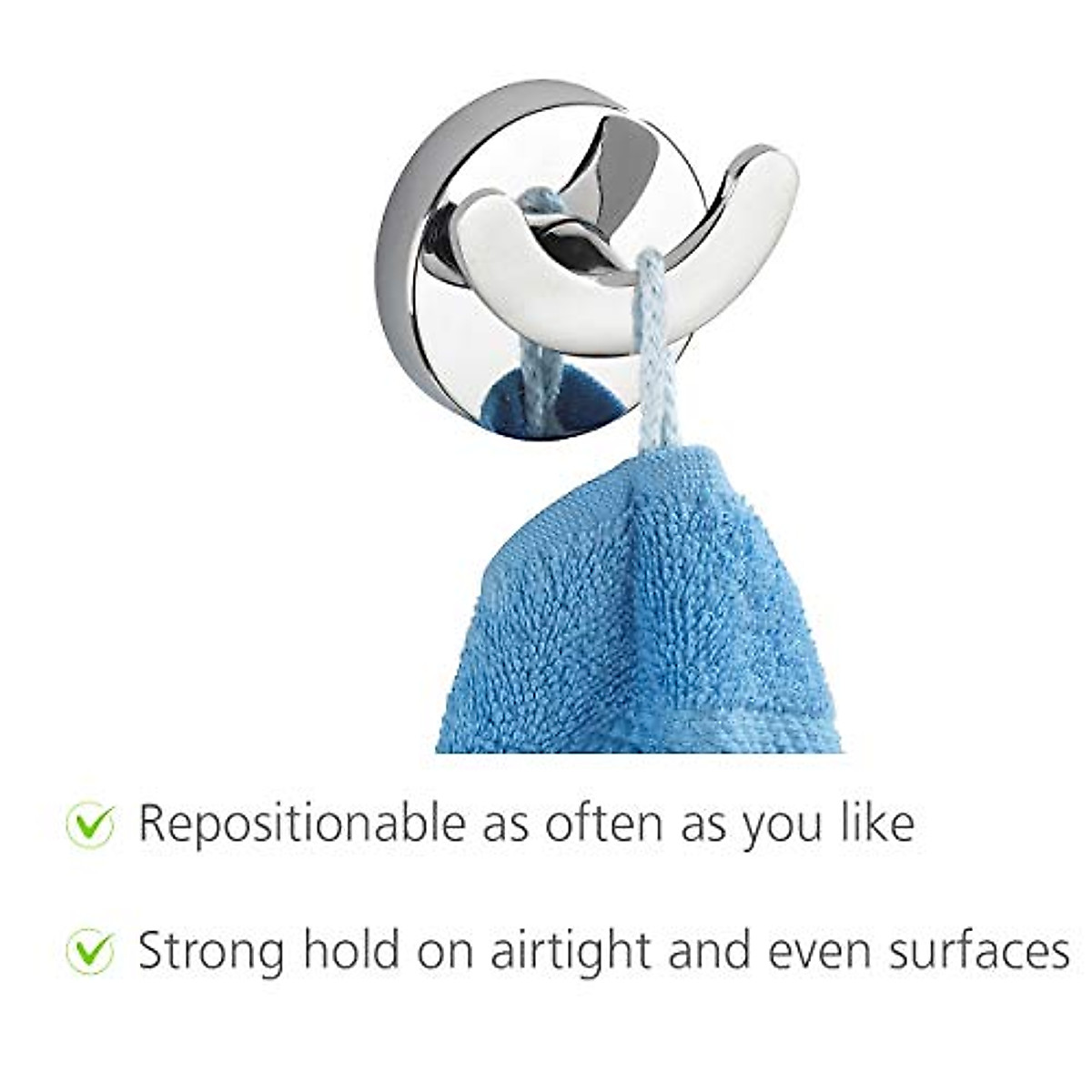 WENKO, Chrome, Towel Vacuum-Loc System, No Drilling Wall Hook, Rustfree, Dimensions 1.57 x 2.56 x 2.36 in, 4x6,5x6 cm