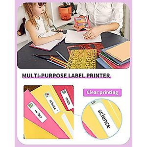 Phomemo D30 Label Maker Machine with 1 White Tape 0.47" and 3 Tape 0.47" Stationery Pattern, Portable Bluetooth Label Printer, Small Smart Phone Handheld Sticker Mini Labeler