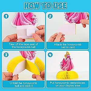 14 Pieces Princess Themed Party Decorations, Princess Honeycomb Centerpieces 3D Double Sided Table Cake Toppers Decorations Birthday Party Supplies for Kids Girls Baby Shower