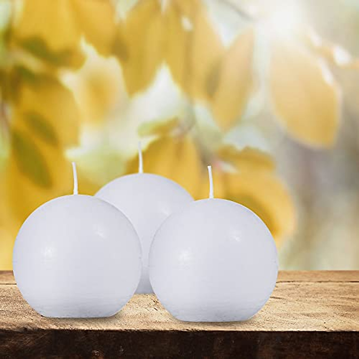 SPAAS Rustic White Round Candles - 3 Inch White Ball Candles - Use as Decorative Candles for Weddings, Celebrations, Holiday, and Home Decor - Set of 6 White Sphere Candles