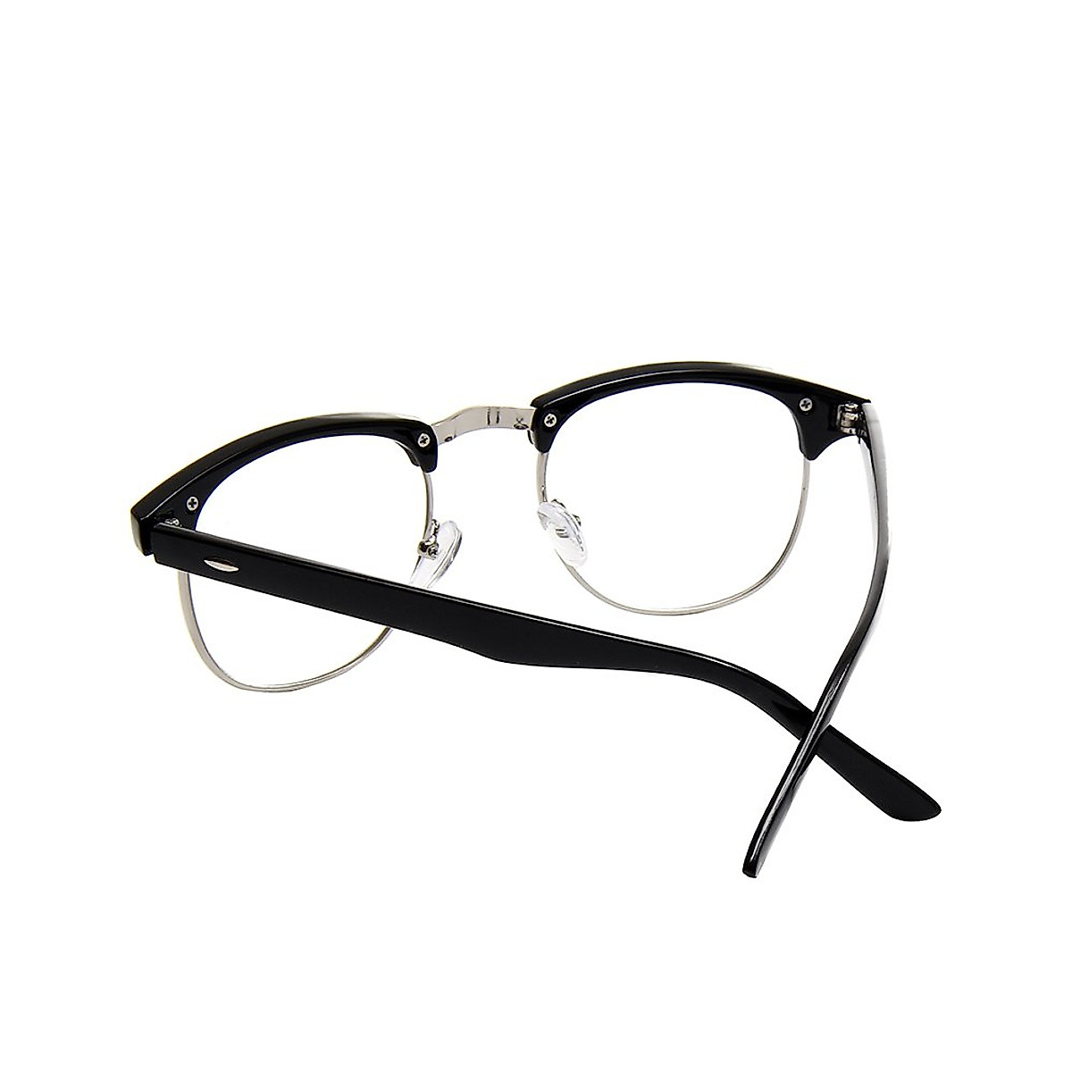 Shiratori New Vintage Fashion Half Frame Semi-Rimless Clear Lens Glasses Black