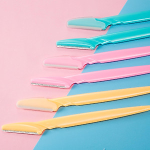 36 Pieces Eyebrow Razor Multipurpose Exfoliating Dermaplaning Tool Eyebrow Shaper Face Razor for Women Man With Precision Cover (Pink, Blue, Yellow)