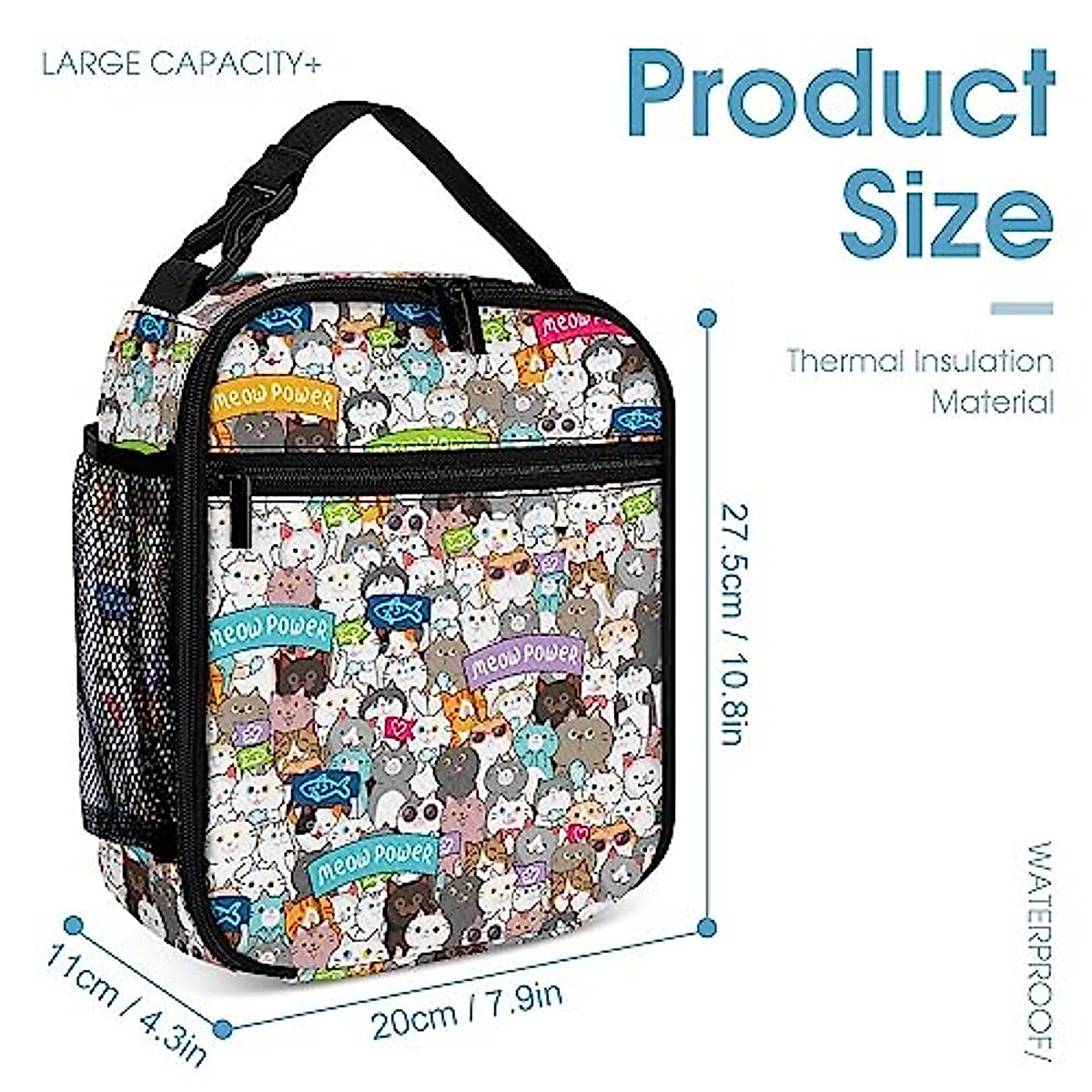 DTCCET Cute Cat Backpack, Classic Daypack Stylish Kitty Laptop Bag with Adjustable Shoulder Strap, Lightweight Colorful Cat Shoulders Backpack(Cute Cat)