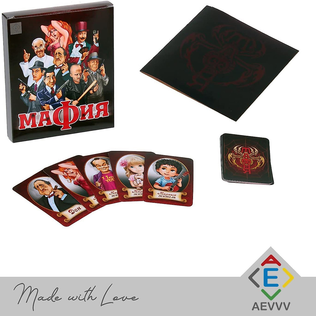 Mafia Game Set Cards in Russian Party Game for Company Board Games for Adults Playing 15 and Up