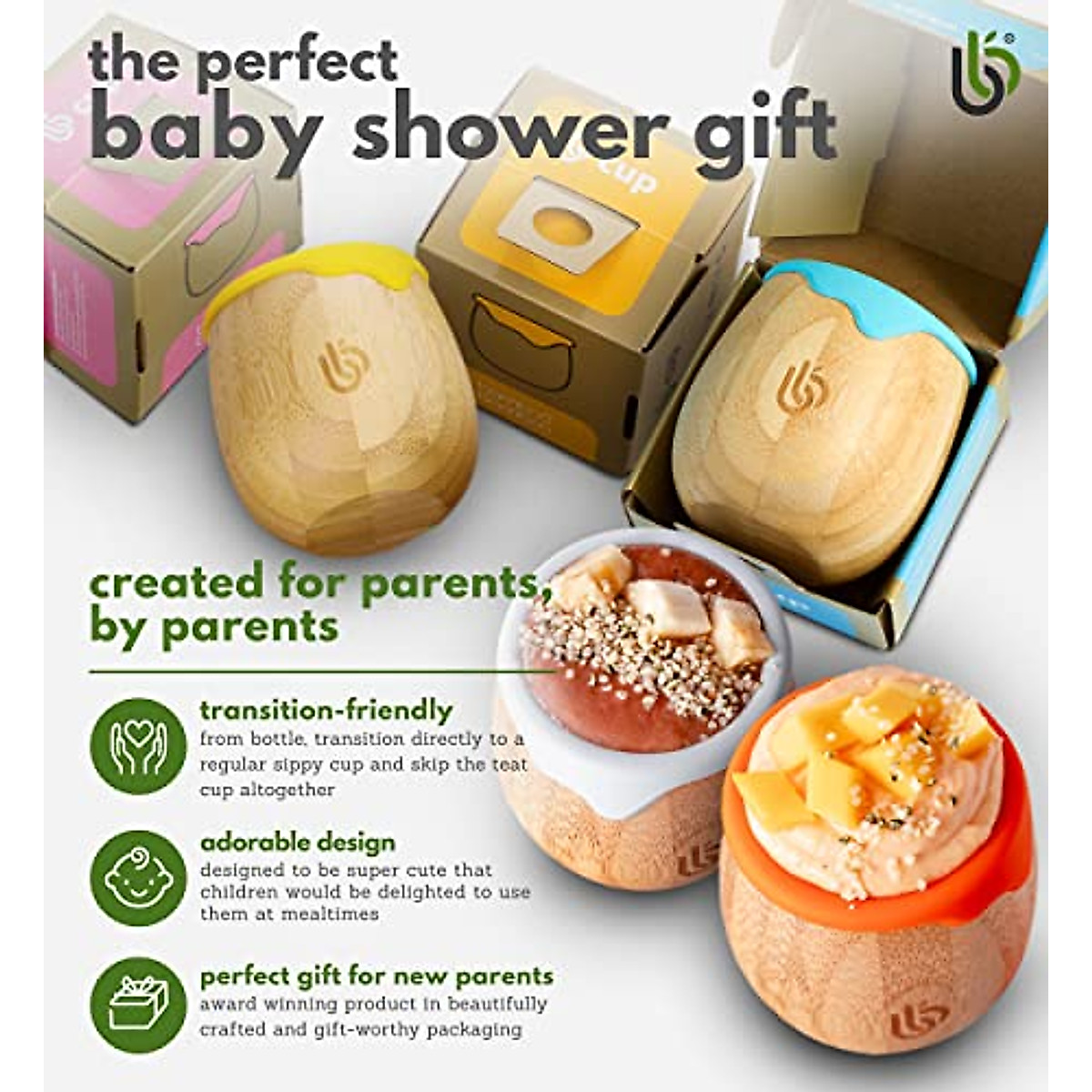 Bamboo Baby and Toddler Sippy Cup - 5 Oz Eco-Friendly Dinky Cup with Cute Silicone Drip Rim for Teeth and Gum Protection - Ideal Toddler Transition Cup (Green)