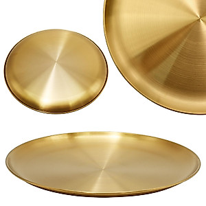 Zreneyfex Stainless Steel Pizza Pan 13½ inch Round Pizza Tray Pizza Baking Sheet for Home Restaurant Party, Healthy & Heavy Duty, Dishwasher Safe & Easy Clean - Set of 4