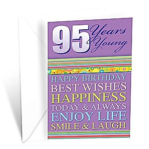 Happy 95th Birthday Greeting Card | Made in America | Eco-Friendly | Thick Card Stock with Premium Envelope 5in x 7.75in | Packaged in Protective Mailer | Prime Greetings