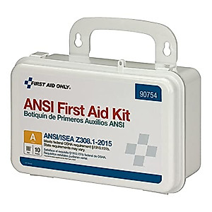 First Aid Only 90754 Bulk ANSI A 10-Person Emergency First Aid Kit for Home, Work, and Travel, 71 Pieces