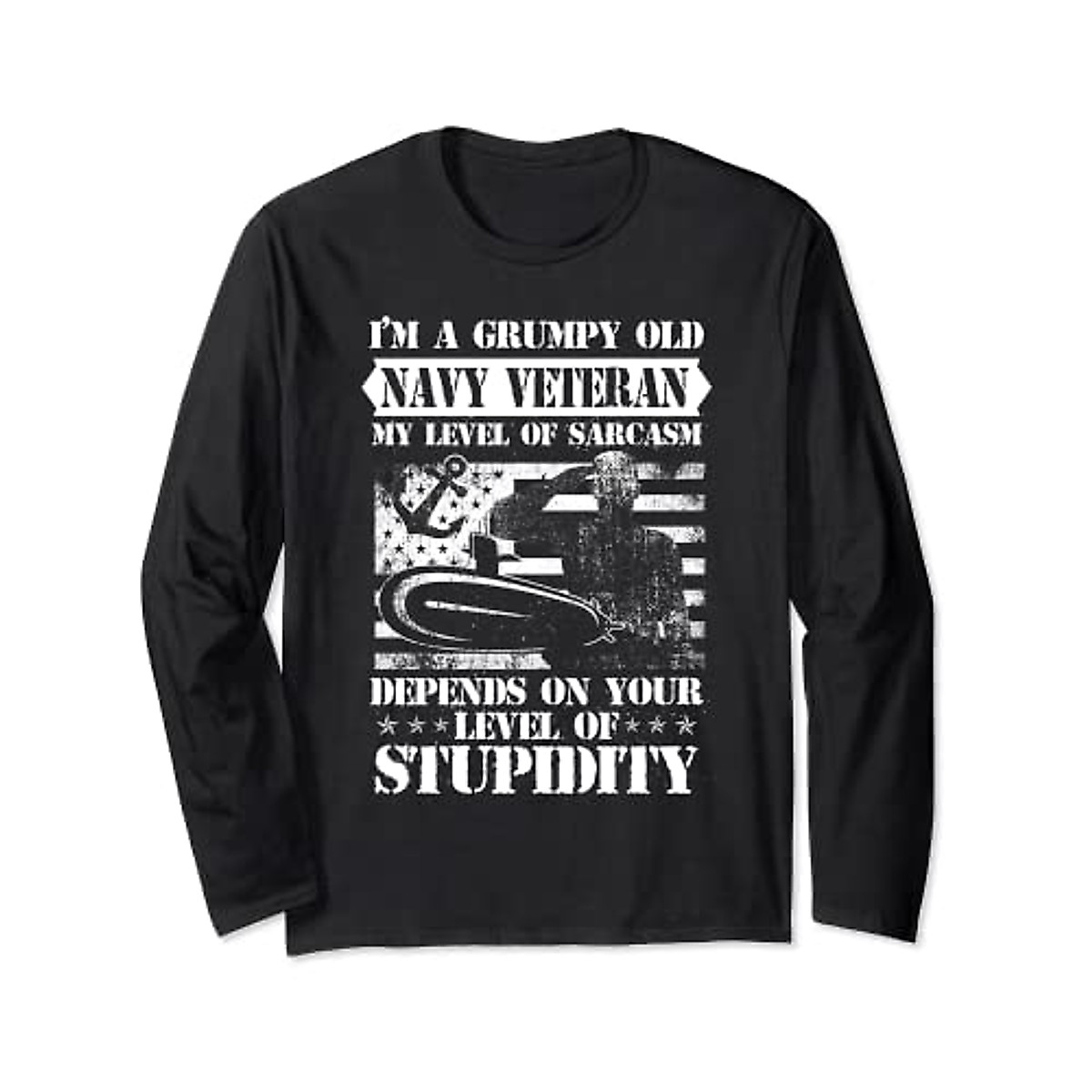 Distressed Vintage I m A Grumpy Old Quote Navy Long Sleeve T-Shirt