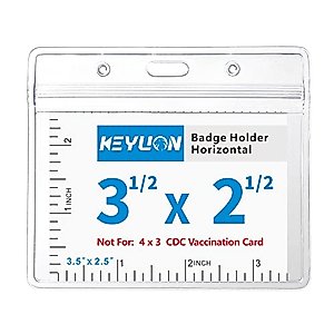 KEYLION 6 Pack Horizontal Name Tag ID Card Holders, Heavy Duty Clear Plastic Sleeve Cover w Waterproof Resealable Zip, fit 5 pcs Credit Card Size Cards or 3.5" x 2.5" Name Badge Inserts