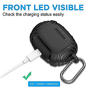 JIML Compatible Beats Studio Buds Case TPU Military Shell Protective Cover Case Skin with Keychain and Lanyard for New Beats Studio Buds 2021 (Black)