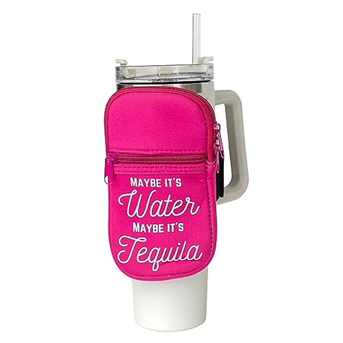 OOTGA Water Bottle Pouch for Stanley | Maybe its Water Maybe its Tequila | Tumbler Pouch for Stanley Quencher 30 & 40 oz | Stanley Cup Accessories | Neoprene Gym Accessory Bag, Outdoor Activities