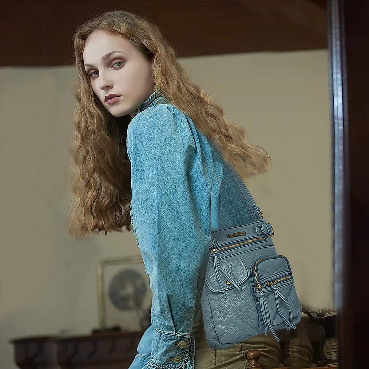 Montana West Crossbody Bags for Women Shoulder Purse and handbags Medium Multi Pocket Travel Bag,MWC-046JEAN