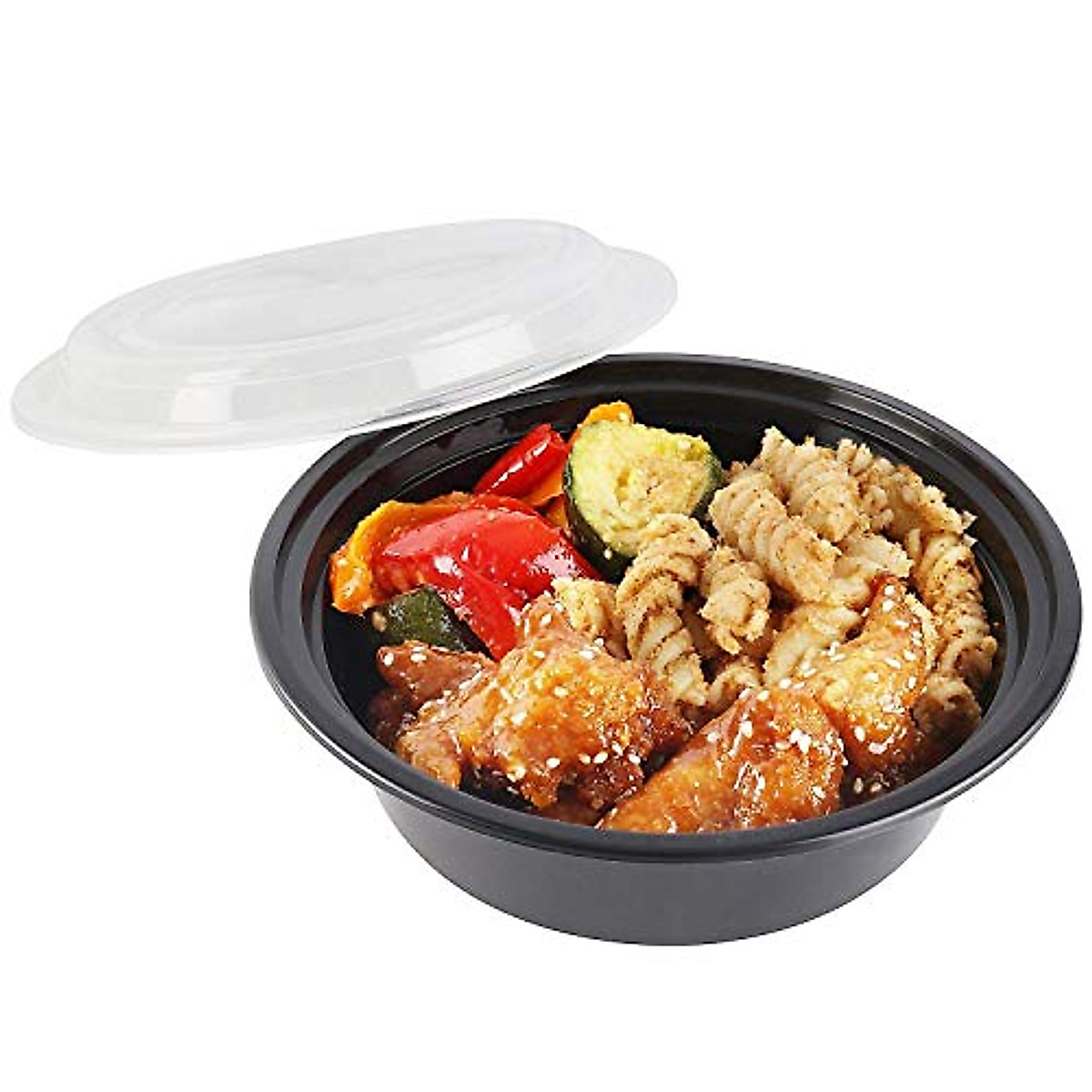 30-Pack meal prep Plastic Microwavable Food Containers for meal prepping bowls with Lids (24 oz.) Black Reusable Storage Lunch Boxes -BPA-Free Food Grade -Freezer & Dishwasher Safe.