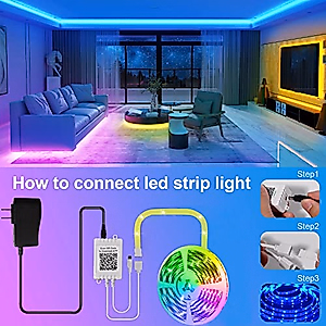 Diyilight Led Strip Lights 50 ft Smart Light Strips with App Control Remote, 5050 RGB Led Lights for Bedroom, Music Sync Color Changing Lights for Room Party