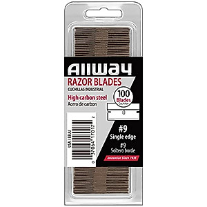 ALLWAY SEB100VP #9 Single-Edge Razor Blades, 100 Pack Clamshell