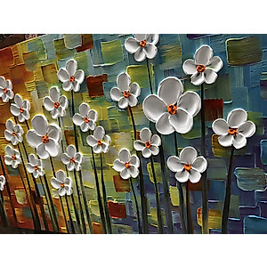 YaSheng Art - Hand painted Contemporary Art Oil painting On Canvas Texture Abstract Flowers Artwork Paintings Home Interior Decor Wall Art wall art for living room Ready to Hang 20"x40"inch