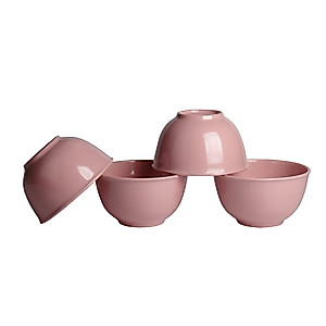 M&B GWPP Melamine Plastic Cereal Bowls, 30 oz Soup Bowls, Dessert Bowl set of 4 for Serving Salad, Ice Cream, Snack, Oatmeal, Soup, Noodle, Ramen, Fruits (Pink)