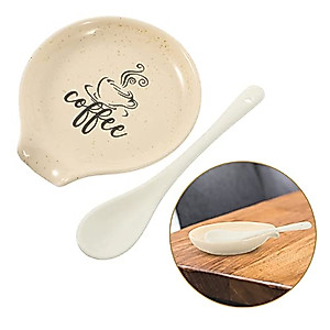 Cabilock 4 Sets Ceramic Spoon Rest Coffee Mug Spatula Holder Kitchen Spoon Rest Stove Spoon Holder Coffee Cups Ceramic Scoop Rest for Daily Use Scoop Holder for Kitchen Coffee Spoon Rest
