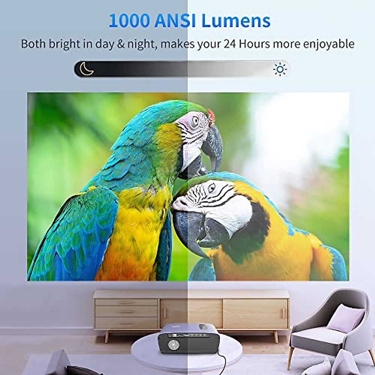 4K WiFi Video Projector,13000LM Smart Projector LED Native 1080P Full HD,5G Wireless Android Projector Airplay Netflix Disney+ Compatible,Home Cinema Outdoor Projector with Zoom Speaker HDMI USB RJ45