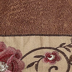 Popular Bath Bath Towels, Larissa Collection, 3-Piece Set, Rose Design