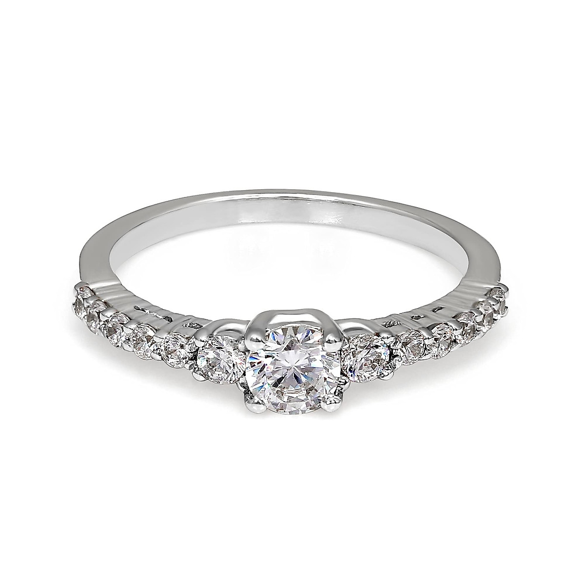 FRIENDLY DIAMONDS 3/4 Carat | 14K White Gold | IGI Certified Lab Grown Diamond Solitaire Engagement Ring Pavé-Set | Brilliant-Cut Round Shape Diamond | G-H Color, SI1 Clarity