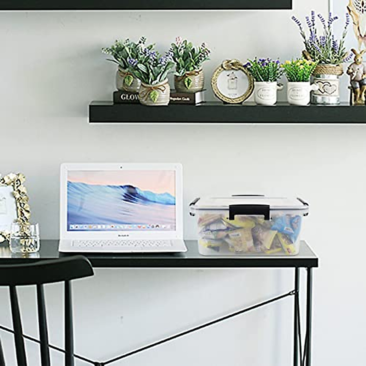 Sosody 12 Quart Clear Storage Latching Box, Plastic Latch Box with Lid, 6-Pack