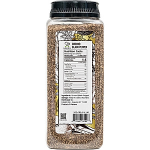 Soeos Table Ground Black Pepper, 18 oz (510g) Non-GMO, Freshly Peppercorn Powder Bulk, Packed to Keep Peppers Fresh, Ready to Use Peppercorns for Refill, Regular