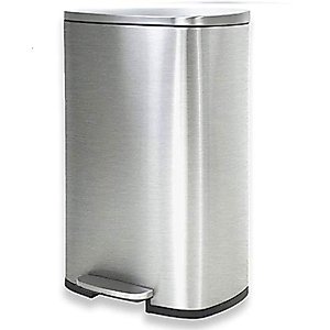 Payhere Bathroom Trash Can for Kitchen Office Home, 13 Gallon Touchless Waste Container with Lid Brushed, Stainless Steel Oval Shape Automatic Sensor 50L Commercial Garbage Bin Mute Design (Silver)