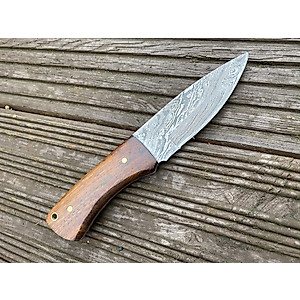 Perkin Hunting knife with Sheath Damascus Steel full tang BT11