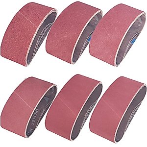 M-jump 18 PCS 3 x 21 inch Aluminum Oxide Sanding Belt Kit-Include 3 Each of 60 80 120 150 240 400 Grits-Premium Sandpaper Sander Belt for Portable Belt Sander