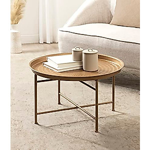 Kate and Laurel Mahdavi Boho-Chic Hammered Metal Tray Coffee Table, Dark Gold