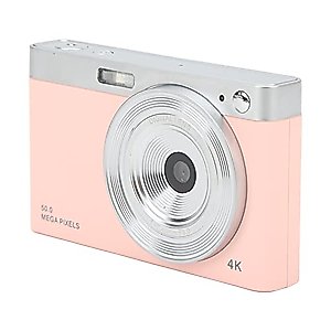 4K Digital Camera, 16X Zoom 50MP AF Autofocus Vlogging Camera, 2.88in IPS HD Mirrorless Camera with Battery, LED Fill Light Portable Mini Compact Camera for Macro Shooting, Teens, Students(Pink)