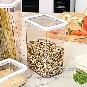 iDesign Recycled Plastic 18.2-Cup Stackable Kitchen and Pantry Storage Canister, Clear/White