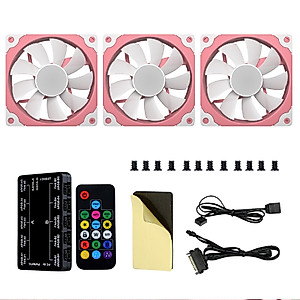 Vetroo 3-Pack Computer Case Fan 120mm Address RGB & PWM Cooling Fans High Performance with Controller Hub - Pink