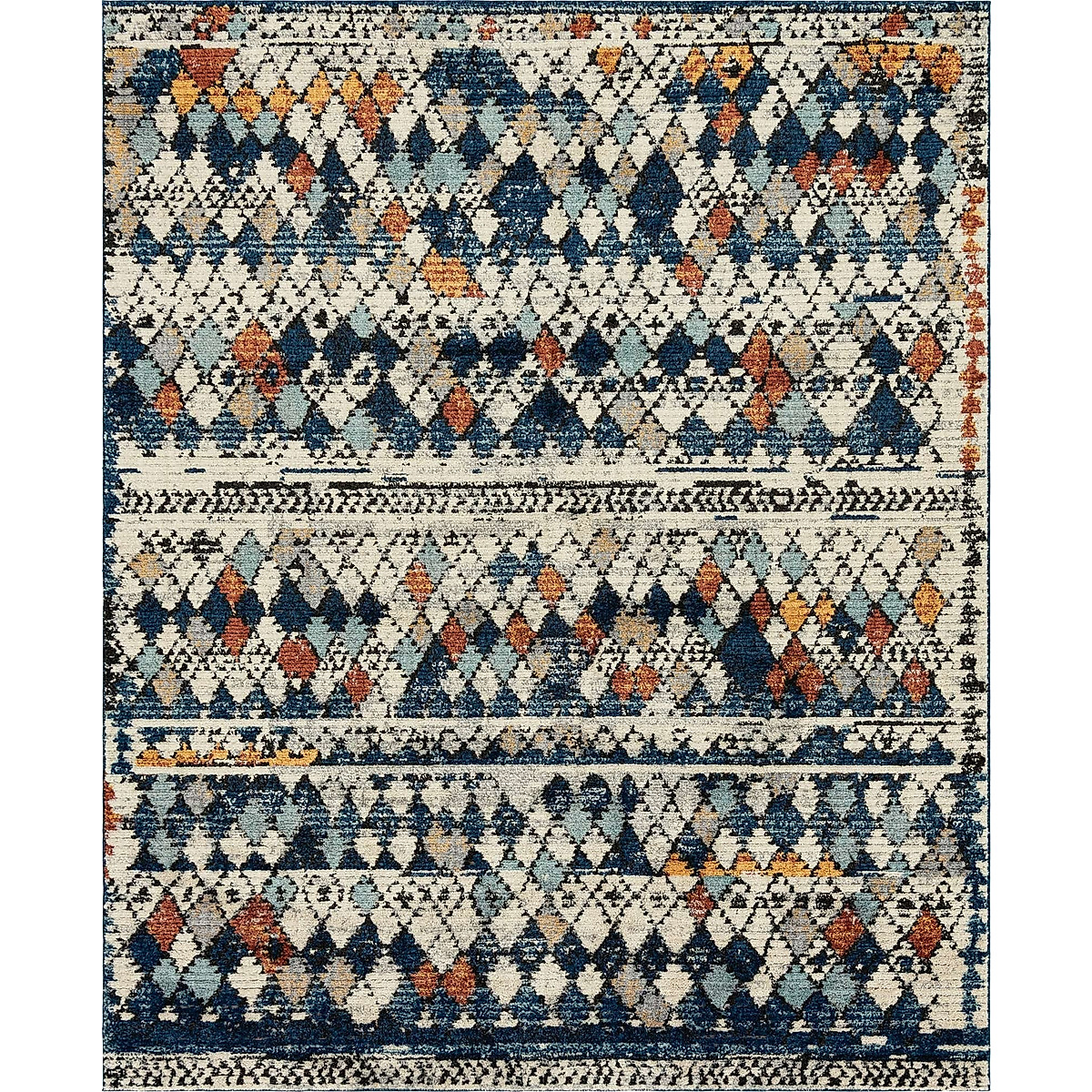 Unique Loom Morocco Collection Abstract Border, Diamond, Bohemian Area Rug (8' 0 x 10' 0 Rectangular, Multi/Blue)