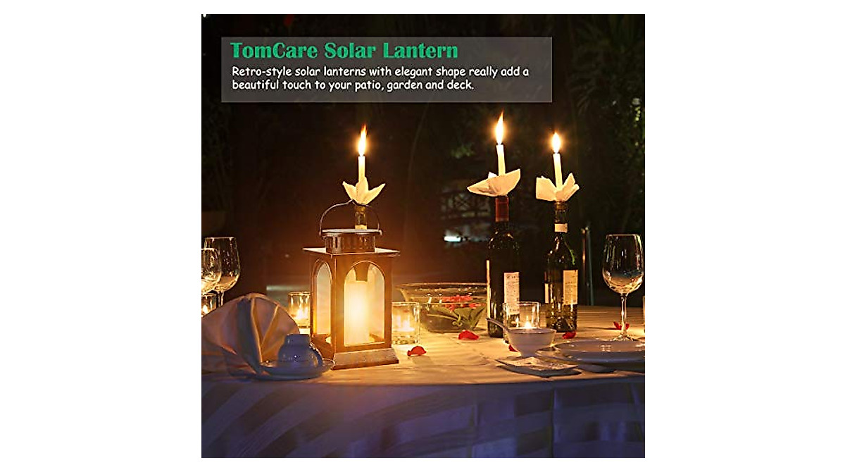 TomCare Solar Lanterns - Flickering Flame Outdoor Lights