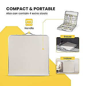 VIVOHOME 4 FT Aluminum Portable 3 Adjustable Height Folding Picnic Table with 4 Stools Set Lightweight for Camping BBQ Party Backyard Indoor Outdoor