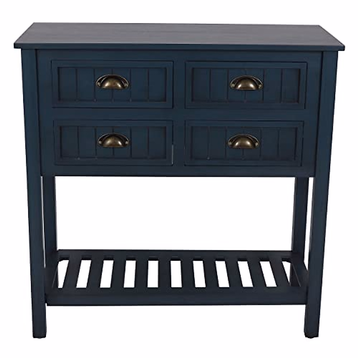 Decor Therapy Bailey Bead Board 4-Drawer Console Table, Antique Navy