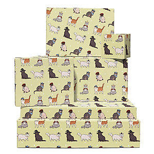 CENTRAL 23 Cat Birthday Wrapping Paper - 6 Fun Gift Wrap Sheets - For Boys Girls Men Women - Comes With Stickers - Recyclable