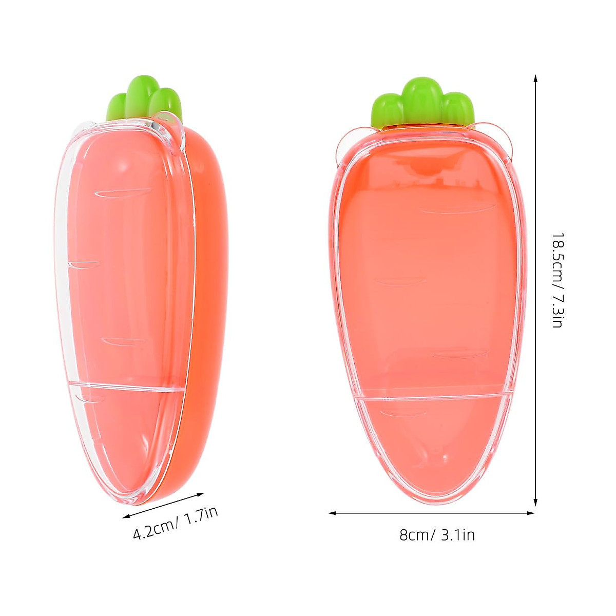 Luxshiny Snack Containers 2 Compartment Food Storage: Carrot Shaped Food Containers Divided Snack Boxes With Lid Snacks On The Go for Work and Travel Orange