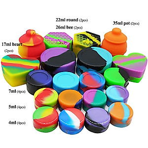 Pearwell Silicone Wax Concentrate Container 4ml 5ml 7ml 17ml 22ml 26ml 35ml Non-stick Jars (20PCS)