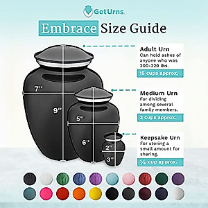 GetUrns - Embrace Doves Urns for Human Ashes, Cremation Urns for Adult Ashes Men & Women, Cremation Urn for Home, Vault, or Niche, 200 cu. in., Custom Single Engraving, Charcoal