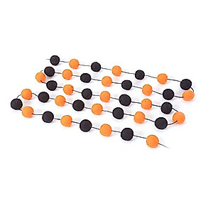 Glaciart One Felt Balls Garland - Easy to Hang Halloween Party Banner Decoration - 100% New Zealand Wool, Hand-Felted in Nepal - 8' Long, 40 Orange & Black Pom Poms
