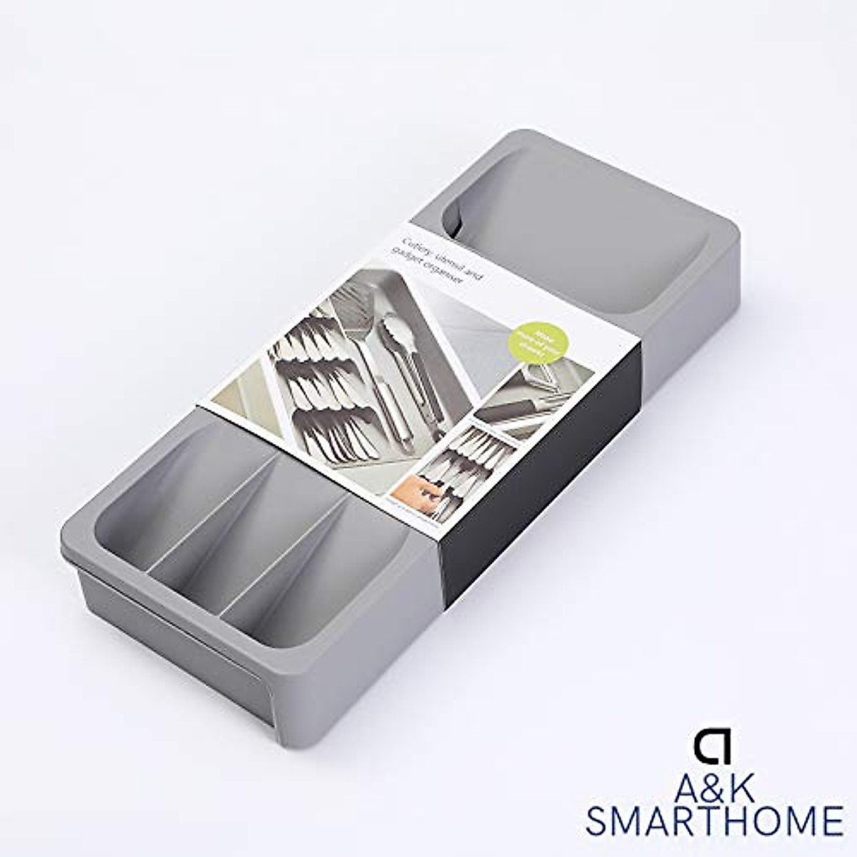 A&K SmartHome Utensils Kitchen Drawer Organizer Tray Box for Cutlery Silverware, Spoon Knife and Fork Partition Storage