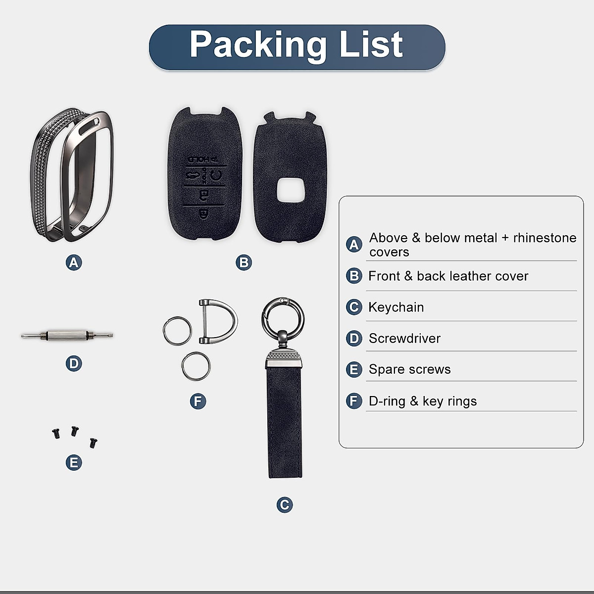 YO&YOYE Compatible with Honda Key Fob Cover with Keychain Leather Key Case Protector for 2022 Honda Accord Civic CRV Pilot Odyssey 11th Gen Smart Key Case Holder (Black)